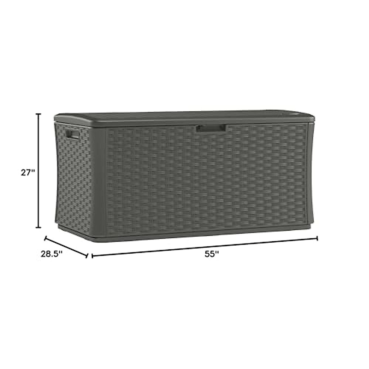 Suncast BMDB13400ST 134-Gallon Extra Large All-Weather UV-Resistant Wicker Pattern Deck Box with Lockable Lid for Garden, Garage, or Patio, Stoney