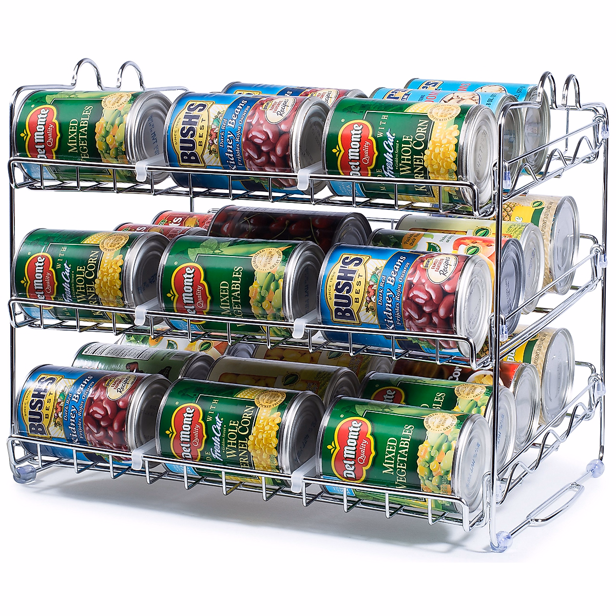 Stackable Can Rack Organizer, for 36 cans - Great for the Pantry Shelf, Kitchen Cabinet or Counter-top. Stack Another Set on Top to Double Your Storage Capacity. (Chrome Finish), Standart