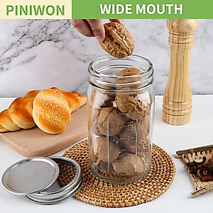 PINIWON Wide Mouth Mason Jars 32 oz with Airtight Lids and Bands, 12 Pack Quart Canning Jars, Clear Glass Mason Jars for Canning, Pickling, Preserving, Meal Prep, DIY Projects