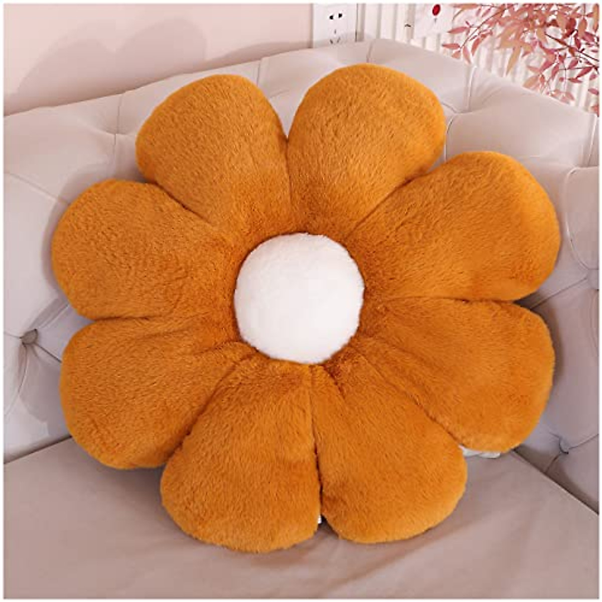 LANFIRE Flower Throw Pillows Plush Cushion Standard Pillows Patio Furniture Cushions Home Chair Pads (50 CM, Brown White)