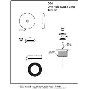 Westbrass Twist & Close Tub Trim Set with One-Hole Overflow Faceplate, Matte Black, D94-62