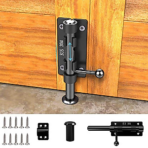 Heavy Duty Slide Bolt Gate Latch Hardwareh, 6.3 Inch Heavy Duty Solid 304 Stainless Steel Security Bolt for Wooden Fence/Shed Door/Yard Door/Barn Door/Interior and Outdoor Latch (2PCS Black)