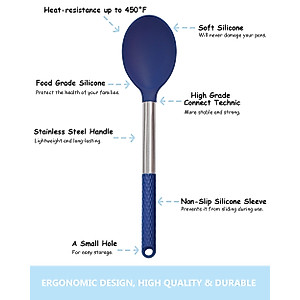 Kaiihome Silicone Kitchen Utensils Set & Kitchen Trivets - 15 Pieces - Blue