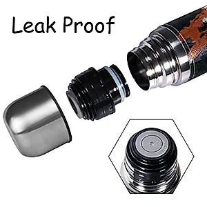 Stainless Steel Leather Vacuum Insulated Mug Castle Thermos Water Bottle for Hot and Cold Drinks Kids Adults 16 Oz