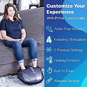MIKO Foot Massager Machine with Deep-Kneading, Compression, Shiatsu, and Heat for Plantar Fasciitis, Neuropathy, Fits up to Men Size 13