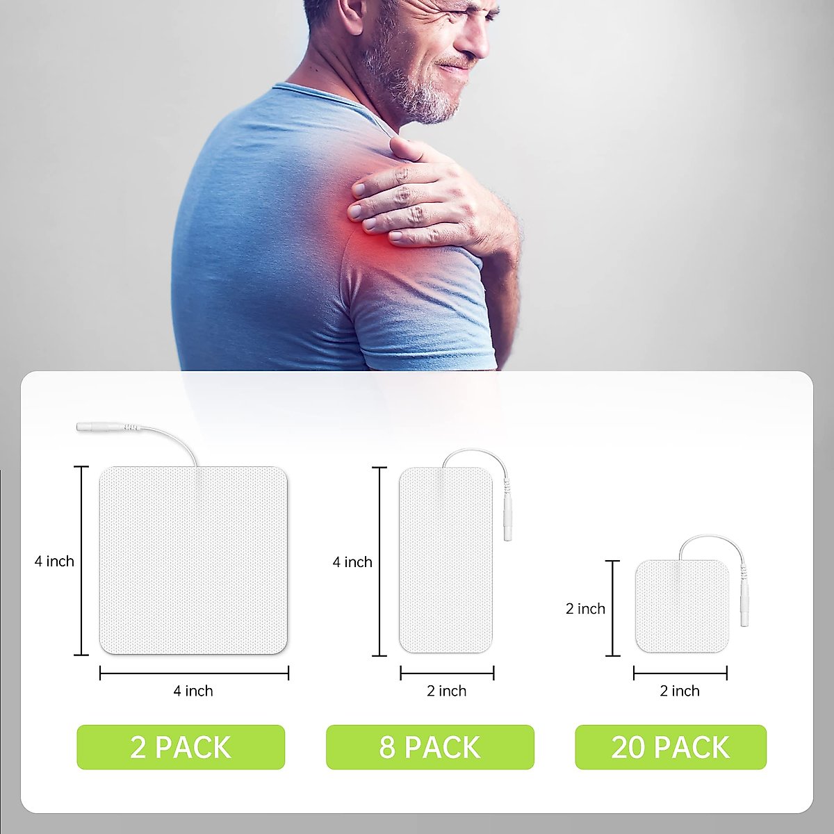 30 Pieces TENS Unit Replacement Pads, Multiple Sizes TENS Unit Pads with Pad Holder, Reusable and Self-Adhesive Electrodes Pads Compatible with AUVON TENS 7000 EMS Machine (Latex-Free, NonIrritating)