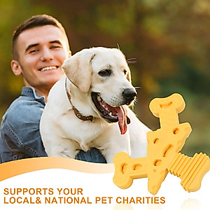 Generic Novel Multipurpose Running Cheese Chew Bone Toys with Treats Pocket for Aggressive Chewers - Durable Nylon Dog Toys with Cheese Flavor for Large Medium and Small Breeds