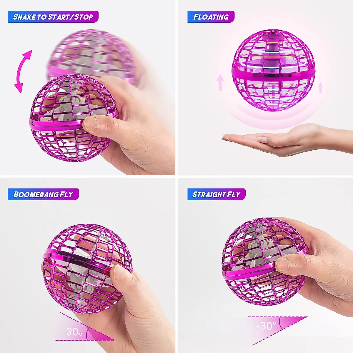 Kidsjoy Flying Orb Ball Hover Ball: 2024 Cool Toys Boys Girls Gifts Floating Boomerang Balls Flying Spinner Mini Drone Fly Birthday Gift Ideas for Teens 6 7 8 9 10 11 12 Year Old Boy Girl(Purple)