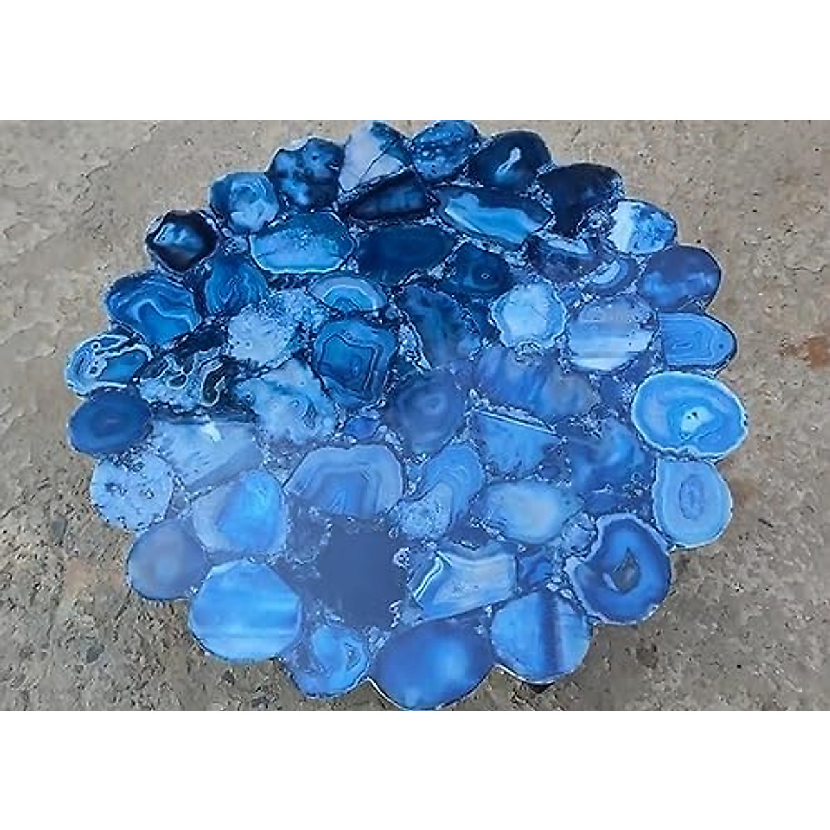 54 x 54 Inches Round Marble Dining Table Top Agate Gemstone Resin Art Conference Table for Office Decor