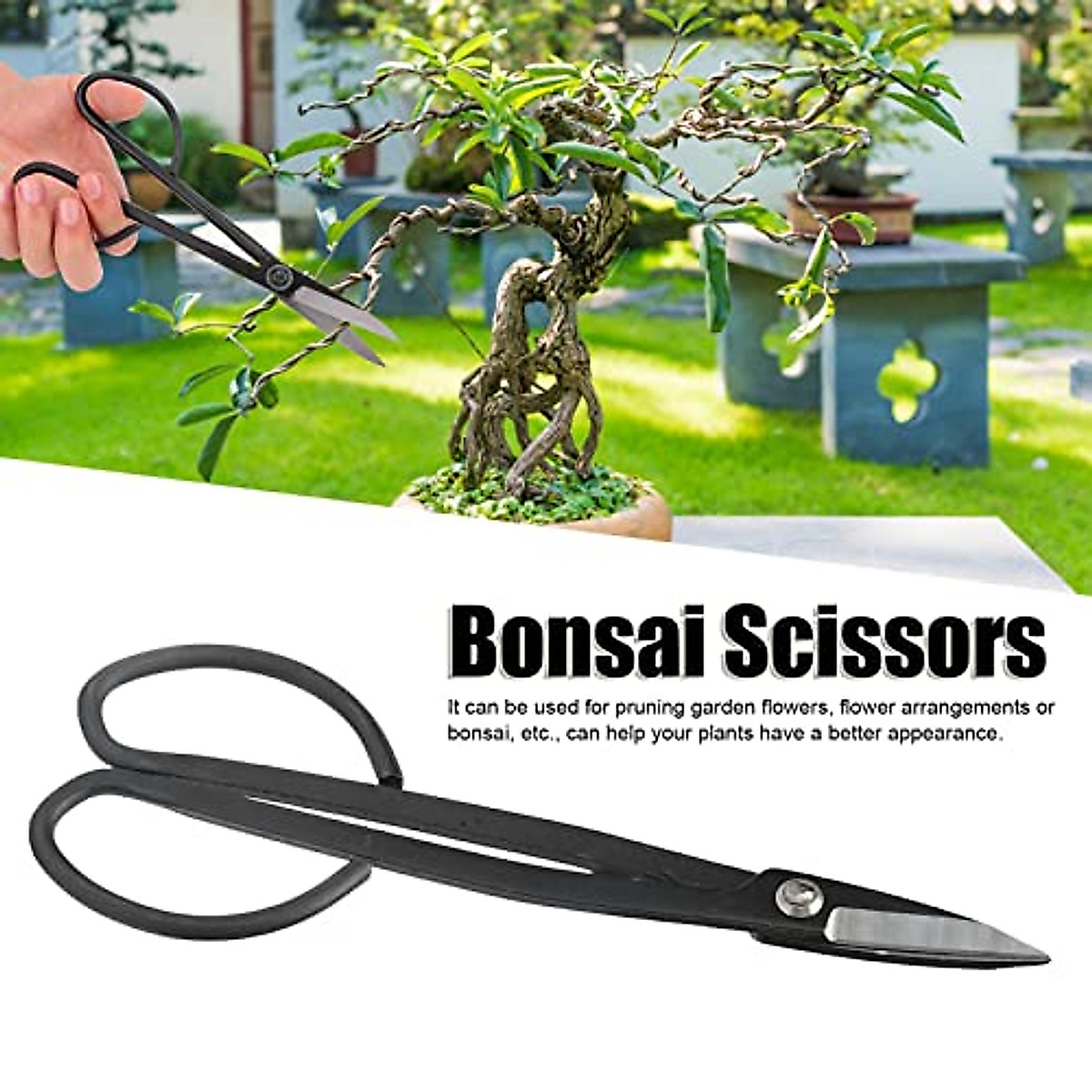 FBITE Garden Scissors, Bonsai Scissors Stainless Steel Rust Resistant High Hardness Garden Scissors for Garden Courtyard Lawn Plant Scissors