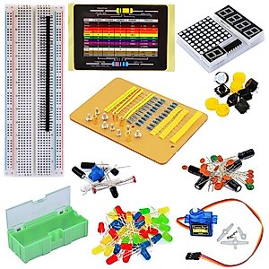 TOLAKO Electronic Component Starter Kit for Arduino Breadboard, LED, Dot Matrix,Resistor, Capacitor, Breadboard