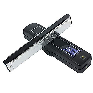 WAAZVXS Tremolo Harmonica 24 Hole 48 Tone Blues Harp Mouth Organ Key of C ABS Resin Brass Reed Musical Instruments (Color : Key A)