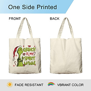 Dlzdn Christmas Canvas Tote Bag For Women Aesthetic Monster Is My Spirit Animal Tote Bag Shopping Grocery Bag Beach Bag Gifts for Women Teacher Bag Reusable Grocery Bag
