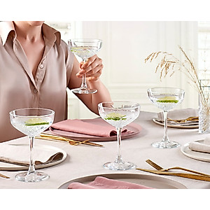 Pasabahce Coupe Cocktail Glasses Set Of 4 - Exclusive Martini, Margarita Glasses - Timeless Champagne Coupe Glasses - Crystal Design - 8.6 oz Long Stem Glassware