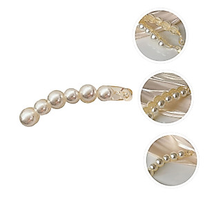 FRCOLOR Banana Clip Ponytail Clip Hair Grip Clips Pearl Hair Clasp Jumbo Hair Clips French Hair Clips Banana Hair Clips Faux Pearls Fishtail Hair Clip Styling Hair Clamps Pearl Hair Clips