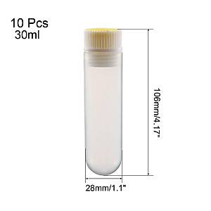 uxcell 10 Pcs 30ml Plastic Centrifuge Tubes with Screw-on Cap, Polypropylene Graduated Micro Centrifuge Tube, Round Bottom, Gray, Storage Container for Beads Sample Lab