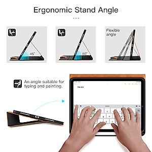 BloxFlag Case for iPad Pro 11 inch 4th Generation (2022)/3rd/2nd/1st Gen(2021/2020/2018) with Pencil Holder/Pocket/Typing Angle Auto Sleep/Wake Vegan Leather iPad Pro 11 Cover (Orange)