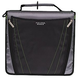 Five Star Zipper Binder, 2 Inch 3 Ring Binder, Expanding Pocket, Durable, Black/Gray (73305)