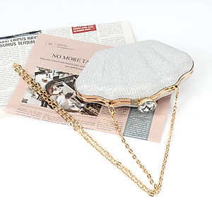 Women Mini Sequins Seashell Evening Clutch Chain Strap Cross-body Bag