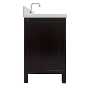 ARIEL Cambridge 54" Espresso Bathroom Vanity, 1.5" Edge Carrara White Quartz Countertop & Splash, Rectangular Sink, 2 Soft Closing Doors, 9 Full Extension Dovetail Drawers, Brushed Nickel