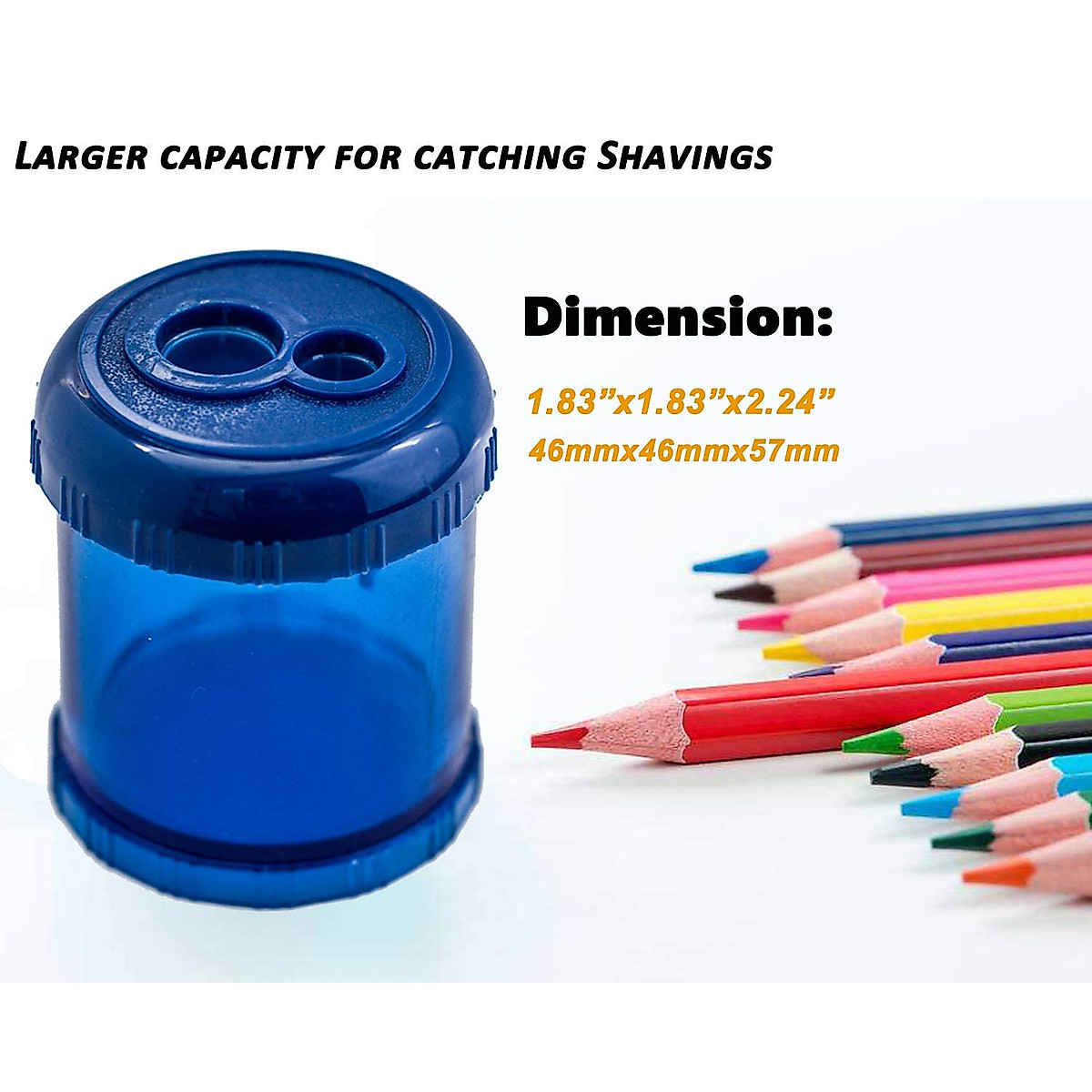 WEKOIL Manual Pencil Sharpener Dual Twin Holes Duty Metal Sharp Blade Crayon XL Sharpener with Large Round Catches Sharpening Regular HB Pencils Graphite Colored Jumbo Pencils for Designers Teachers