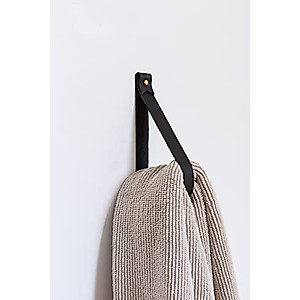 KEYAIIRA - Large Leather Wall Hook, minimal wall hanging strap towel hook rack wall leather loop strap for scarf hook storage hanger towel holder coat hooks decorative