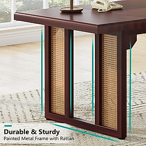 Tribesigns 70.9 Inch Executive Desk, Large Office Computer Desk with Rattan & Metal Frame, Modern Simple Study Writing Table Workstation Desk for Home Office, Conference Meeting Room