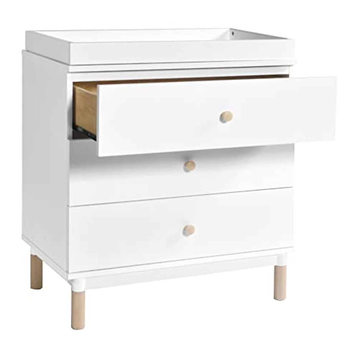 Babyletto Gelato 3-Drawer Changer Dresser with Removable Changing Tray in White and Washed Natural, Greenguard Gold Certified