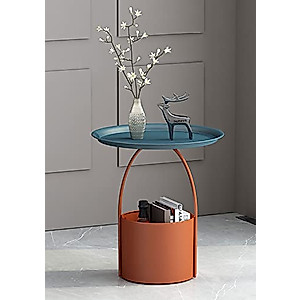 Modern End Table Set of 2, Metal Sofa Side Table, Waterproof Small Coffee Table with Removable Tray for Living Room Bedroom Balcony and Office