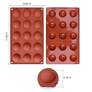 homEdge Small 15-Cavity Semi Sphere Silicone Mold, 3 Packs Baking Mold for Making Chocolate, Cake, Jelly, Dome Mousse-1.5 inches (Diameter) Pay Attention to the Size