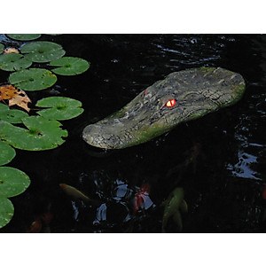 TJB-INC 22" Alligator Head Decoy & Pond Float with Reflective Eyes for Canada Geese & Blue Heron Control