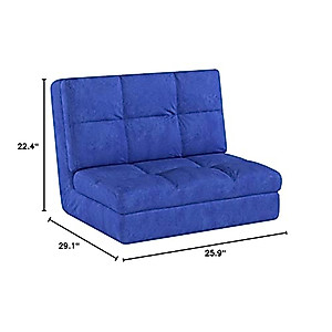 Loungie Micro-Suede 5-Position Adjustable Convertible Flip Chair, Sleeper Dorm Bed Couch Lounger Sofa, Blue