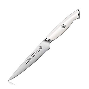 Cangshan Thomas Keller Signature Collection Swedish Powder Steel Forged, 5-Inch Serrated Utility Knife, White