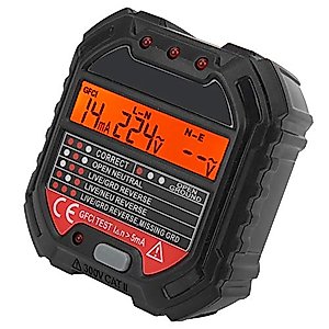 HT107B Socket Tester, US 90-250V Plug Breaker Finder with LCD Display Frequency Test Electric Circuit Detector