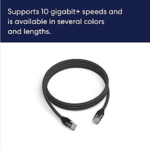 Amazon eero CAT6a Ethernet cable - Supports 10 gigabit+ speeds, 5 foot, 1-pack, Titanium Black