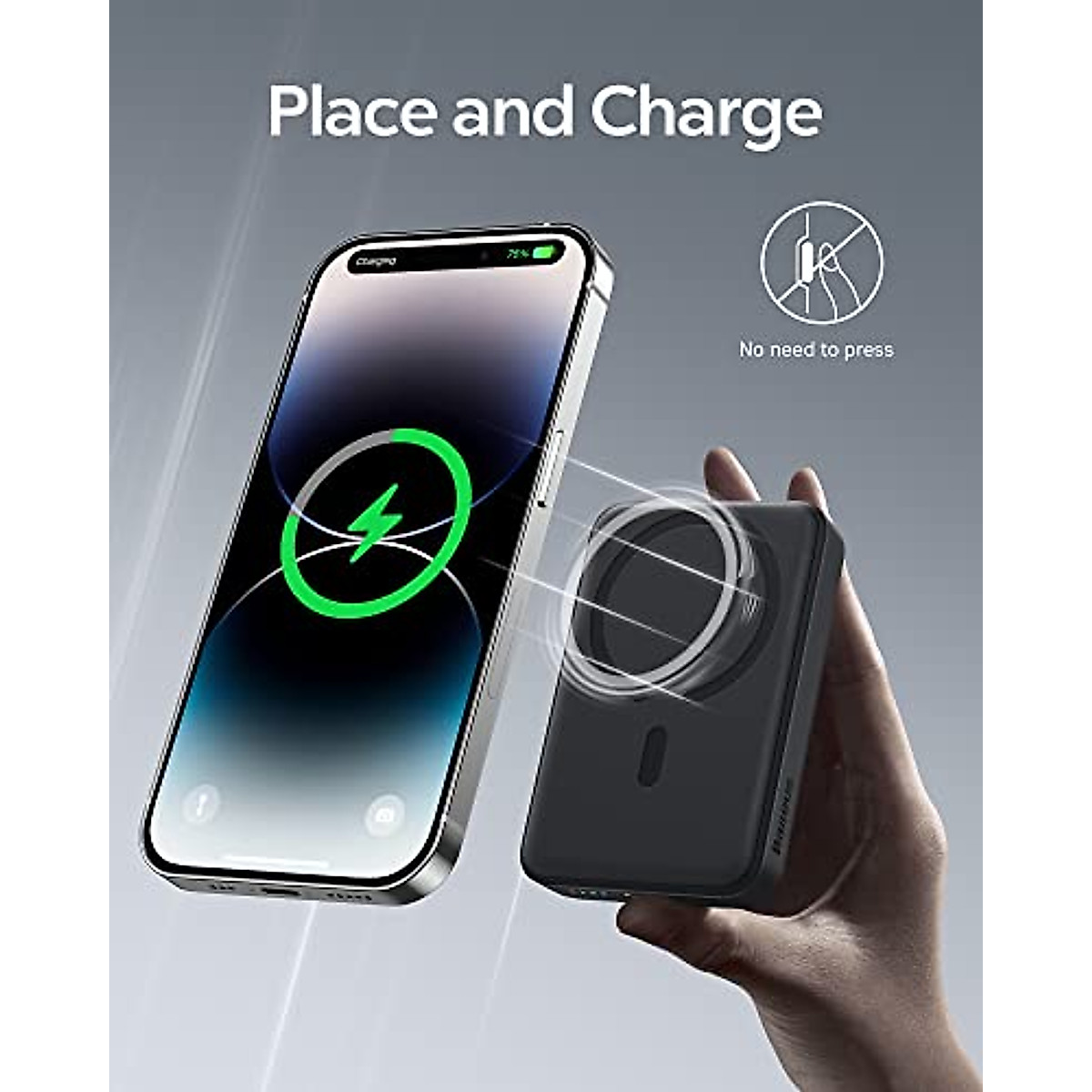 Baseus Magnetic Wireless Portable Charger, 10000mAh Battery Pack with USB C Cable PD 20W Magnetic Power Bank, for MagSafe, for iPhone 14/13/12 Series, Black