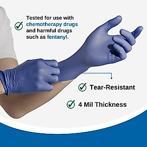 HCS Nitrile Exam Medical Gloves - [250] Rubber Gloves Disposable Latex Free Large - Chemo Rated Nitrile Disposable Gloves - Guantes Desechables De Nitrilo - Nitrile Gloves Large (250/ Box)