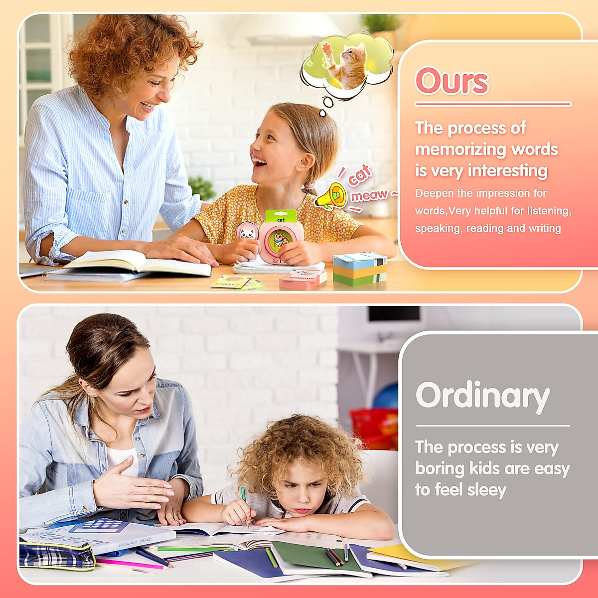 Talking Flash Cards Learning Toys: Talking FlashCards Learning Toys for 2 3 4 5 6 Year Old Boys Girls - Educational Flash Cards for Toddlers Baby - Electronic Flash Cards Toys & 224 Words