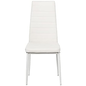 IDS Online Modern Faux Leather with Metal Legs High Back Padded Seat Chair for Kitchen, Dining Living Room, Restaurant, Single, White