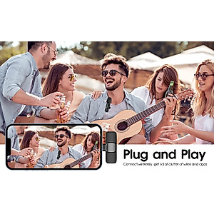 Kdewere 2 Pack Wireless Lavalier Microphone for iPhone iPad, Lapel Mics Plug-Play 2.4G Ultra-Low Delay Built-in Noise Reduction Chip 8H Working Time for Video Recording Interview Podcast Vlog YouTube