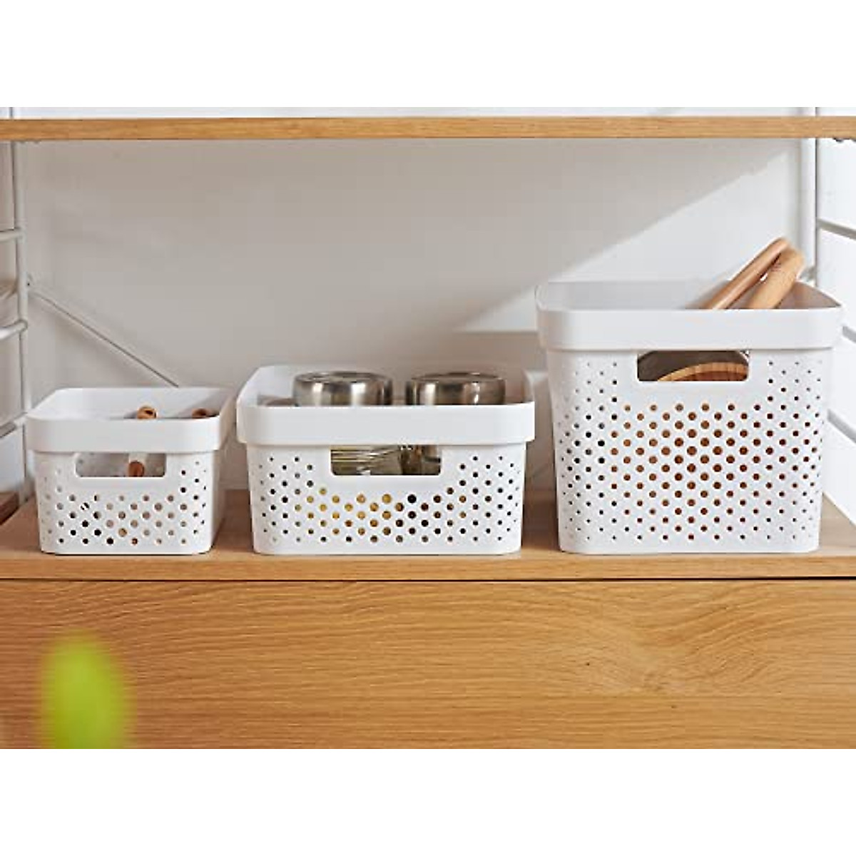 HANAMYA Lidded Storage Bin Organizer | Storage Organizing Container, 16 Liter, Set of 4, Gray