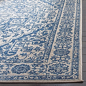 SAFAVIEH Brentwood Collection 3' Square Navy / Light Grey BNT832M Medallion Distressed Non-Shedding Living Room Bedroom Accent Rug