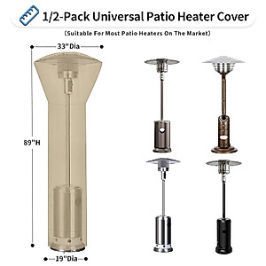 OutdoorLines Waterproof Outdoor Patio Heater Covers with Zipper and Storage Bag, Dust-proof UV-Resistant Windproof Propane Heavy Duty Heater Cover for Standing Heater, 1 Pack-89Hx33Dx19B inch Camel