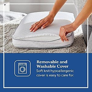 Sealy Essentials Memory Foam Bed Pillow for Pressure Relief, Adaptive Memory Foam Pillow with Washable Knit Cover, Standard, 24 x 16 in x 5 in,White