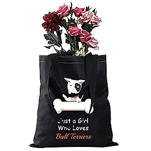 CMNIM Bull Terrier Gifts for Women Bull Terrier Tote Bag Just a Girl Who Loves Bull Terriers Reusable Shoulder Shopping Bag (Bull Terrier Tote Bag) (Bull Terrier Tote Bag)