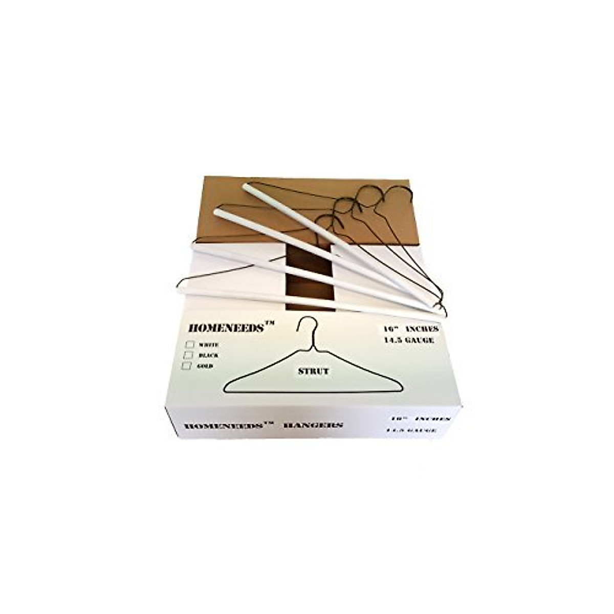 Homeneeds 16" Inch Strut Hanger 14.5 Gauge - Gold, for Dry Cleaners or Home (16" Inch Strut, Gold-White)