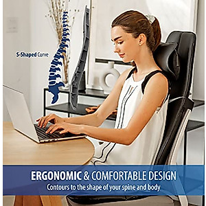 Zyllion Shiatsu Neck and Back Massager - 3D Kneading Deep Tissue Full Body Massage Chair Seat Cushion Pad with Heat and Vibration for Muscle Pain Relief, Home and Office - Black (ZMA-33-BK)