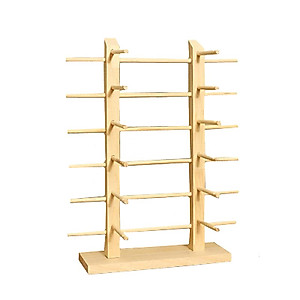 TANG SONG 1 PCS Solid Wood Glass Display Holder Sunglass Display Holder Wood Glass Display Rack Double Linen Glass Showcase (Double Row 12 Pairs)