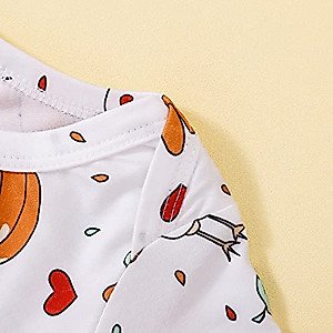 My First Thanksgiving Baby Boy Girl Outfit Long Sleeve Pumpkin Turkey Jumpsuit Thanksgiving Baby Girl Outfit Gift (A with Headband, 6-12 Months)