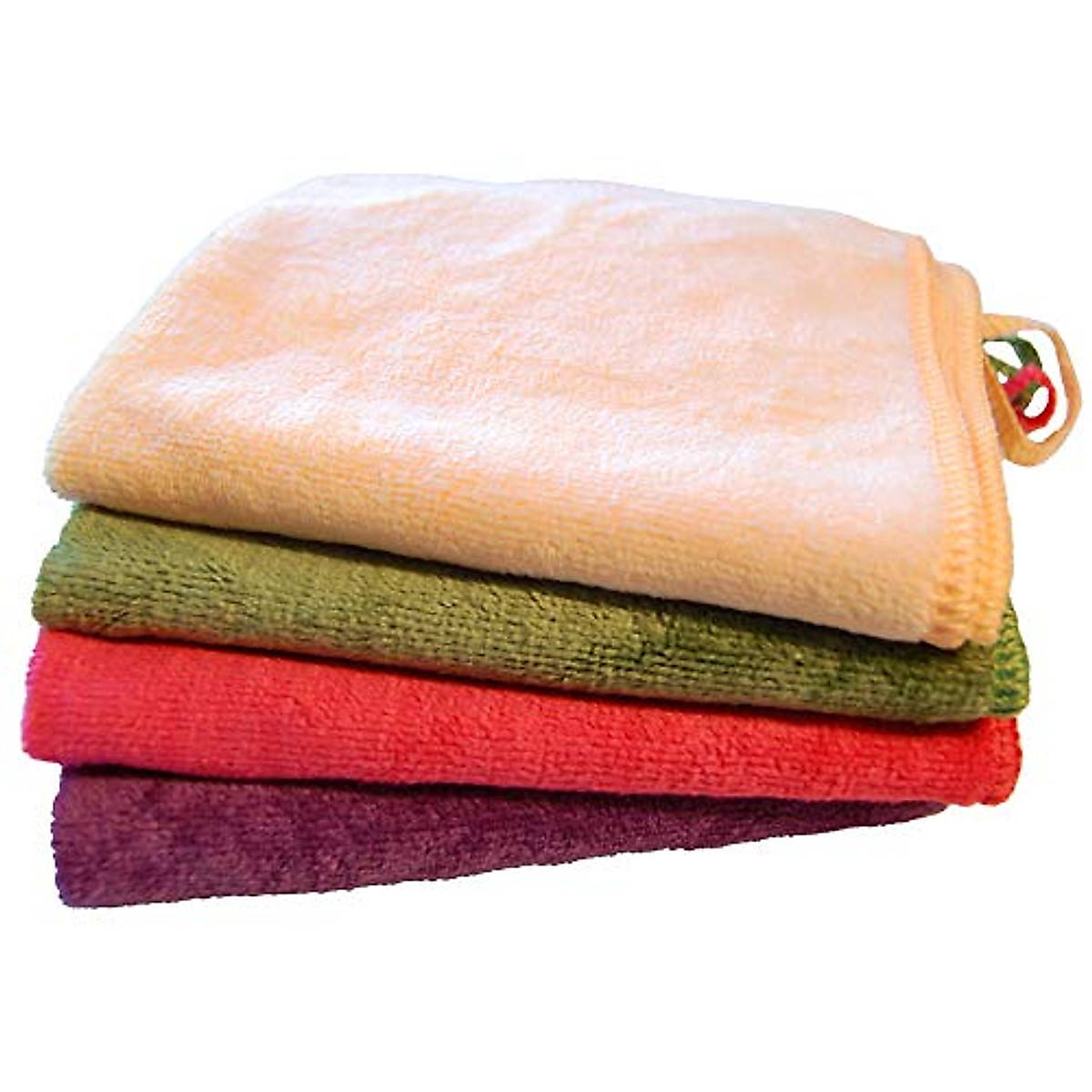 Plush Microfiber Towels/WASHCLOTHS, Ultra Soft Thick (Purple, Pink, Green, Yellow)